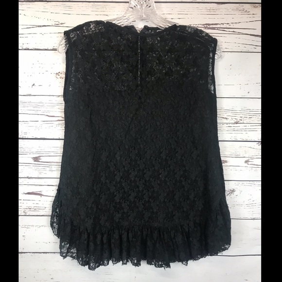 Tops | Vintage Black Lace Ruffle Top Medium | Poshmark